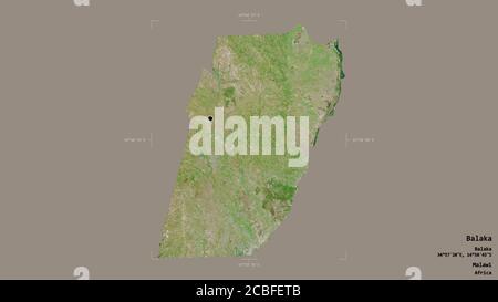 Area of Balaka, district of Malawi, isolated on a solid background in a ...