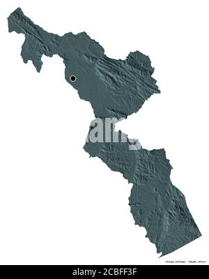 Chitipa, district of Malawi. Colored elevation map with lakes and ...