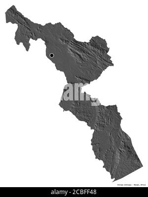Chitipa, district of Malawi. Bilevel elevation map with lakes and ...
