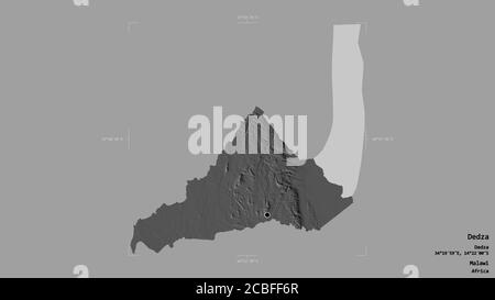 Area of Dedza, district of Malawi, isolated on a solid background in a ...