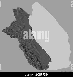 Karonga, district of Malawi. Bilevel elevation map with lakes and ...