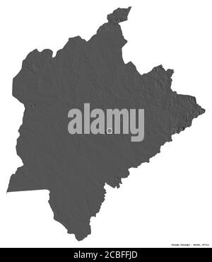 Kasungu, district of Malawi. Bilevel elevation map with lakes and ...