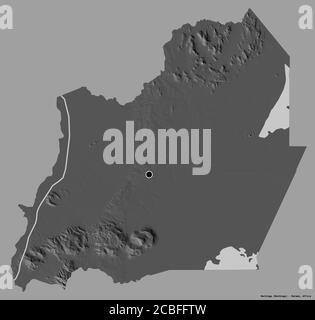 Machinga, district of Malawi. Bilevel elevation map with lakes and ...