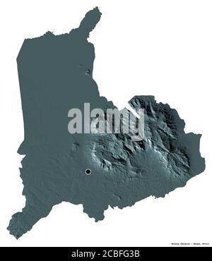 Shape of Mulanje, district of Malawi, with its capital isolated on ...