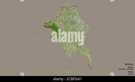 Area of Mchinji, district of Malawi, isolated on a solid background in ...