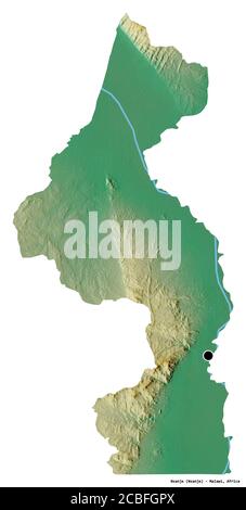 Shape of Nsanje, district of Malawi, with its capital isolated on a ...