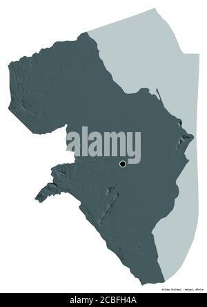 Salima, district of Malawi. Colored elevation map with lakes and rivers ...