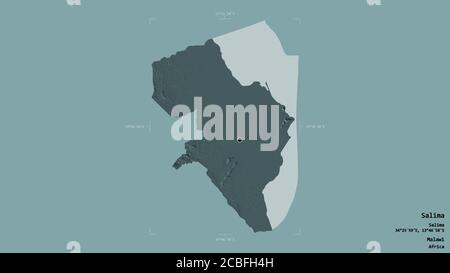 Zoom in on Salima (district of Malawi) extruded. Oblique perspective ...