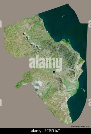 Salima, district of Malawi. Solid color shape. Locations and names of ...