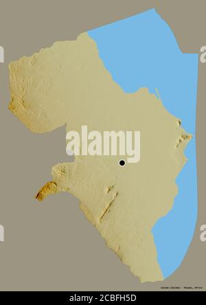 Salima, district of Malawi. Solid color shape. Locations and names of ...