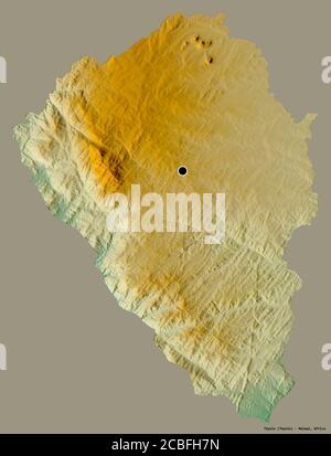 Shape of Thyolo, district of Malawi, with its capital isolated on a ...
