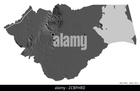 Shape of Zomba, district of Malawi, with its capital isolated on a ...