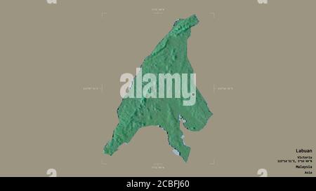 Area of Labuan, federal territory of Malaysia, isolated on a solid ...