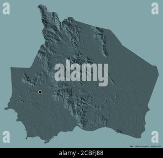 Negeri Sembilan, state of Malaysia. Colored elevation map with lakes ...