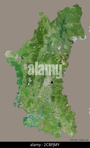 Shape of Perak, state of Malaysia, with its capital isolated on white ...