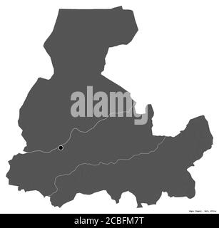 Segou, region of Mali. Bilevel elevation map with lakes and rivers ...