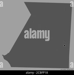 Inchiri, region of Mauritania. Bilevel elevation map with lakes and ...
