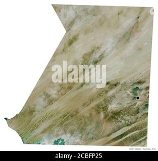 Shape of Inchiri, region of Mauritania, with its capital isolated on ...