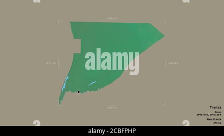 Area of Trarza, region of Mauritania, isolated on a solid background in ...