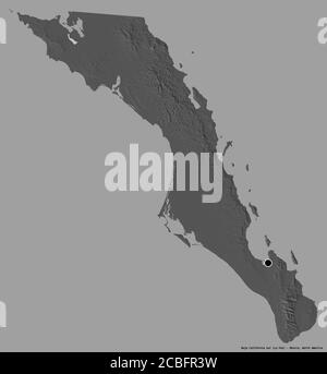 Baja California, state of Mexico. Bilevel elevation map with lakes and ...
