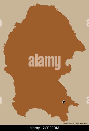 Coahuila, state of Mexico. Solid color shape. Locations of major cities ...
