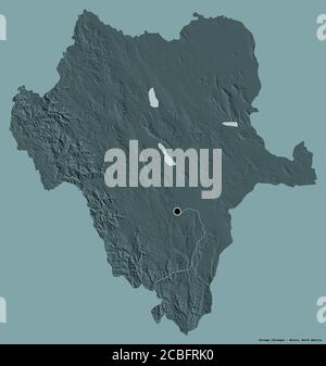 Durango, state of Mexico. Colored elevation map with lakes and rivers ...