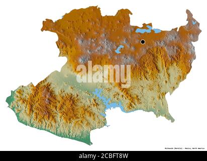 Shape of Michoacán, state of Mexico, with its capital isolated on solid ...