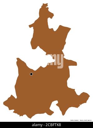 Shape of Puebla, state of Mexico, with its capital isolated on a solid ...