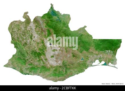 Shape of Oaxaca, state of Mexico, with its capital isolated on a solid ...