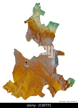 Shape of Puebla, state of Mexico, with its capital isolated on a solid ...