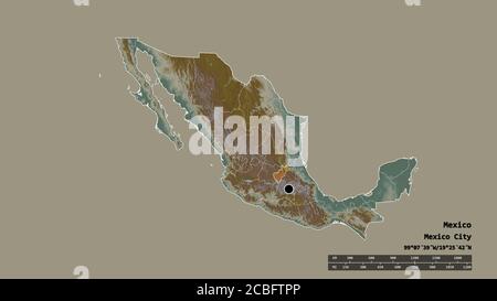 Map of the capital city Mexico City with main streets, rivers, lakes ...