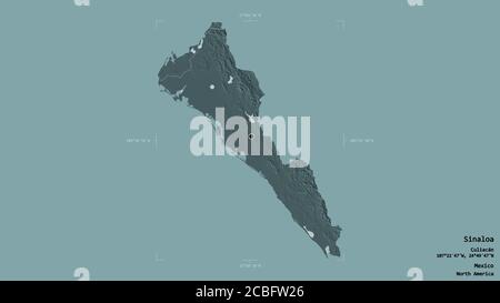 Zoom in on Sinaloa (state of Mexico) extruded. Oblique perspective ...