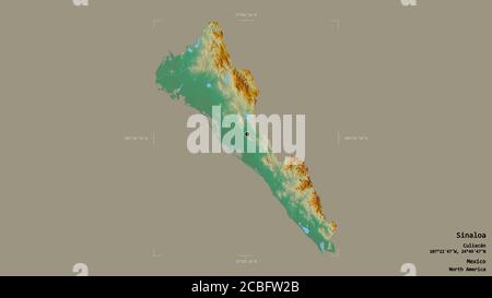 Zoom in on Sinaloa (state of Mexico) extruded. Oblique perspective ...