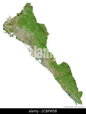 Shape of Sinaloa, state of Mexico, with its capital isolated on solid ...