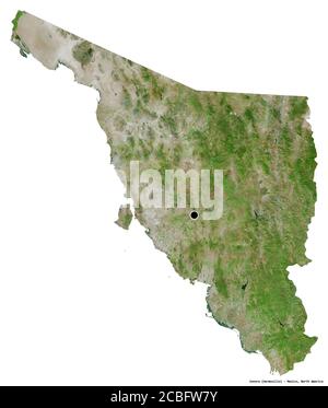 Shape of Sonora, state of Mexico, with its capital isolated on white ...