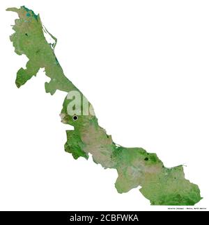 Shape of Veracruz, state of Mexico, with its capital isolated on a ...