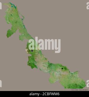 Shape of Veracruz, state of Mexico, with its capital isolated on white ...