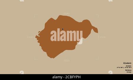 Area of Glodeni, district of Moldova, isolated on a solid background in ...