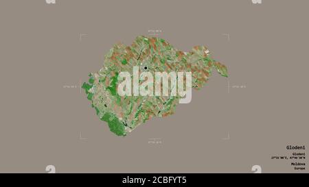 Area of Glodeni, district of Moldova, isolated on a solid background in ...