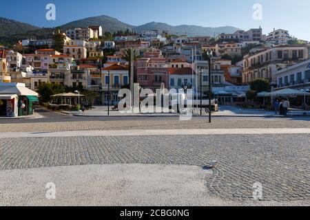 Main square of Vathy town on Samos island, Greece Stock Photo - Alamy