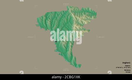 Area of Ungheni, district of Moldova, isolated on a solid background in ...
