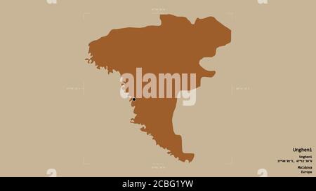Area of Ungheni, district of Moldova, isolated on a solid background in ...