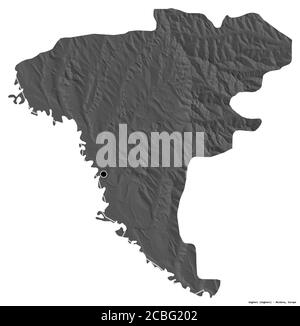 Ungheni, district of Moldova. Bilevel elevation map with lakes and ...