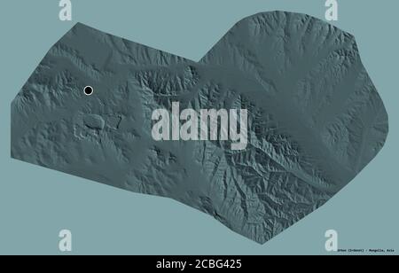 Shape of Orhon, municipality of Mongolia, with its capital isolated on ...
