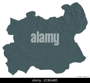 Tov, province of Mongolia. Colored elevation map with lakes and rivers ...