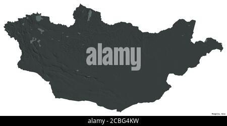 Shape of Mongolia with its capital isolated on white background ...