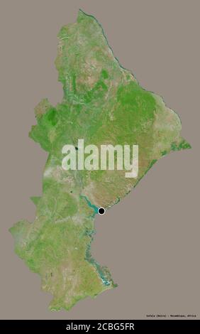 Sofala, province of Mozambique. Satellite imagery. Shape presented ...