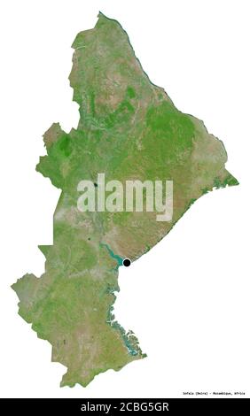 Sofala, province of Mozambique. Satellite imagery. Shape presented ...