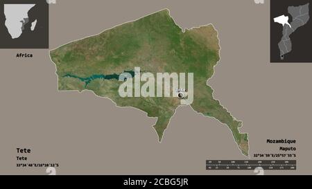 Shape of Tete, province of Mozambique, with its capital isolated on ...