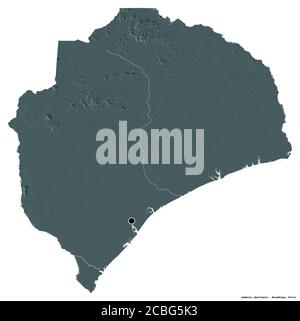 Zambezia, province of Mozambique. Elevation map colored in sepia tones ...